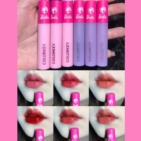 COLORE TEST For COLORKEY X ELLE Barbie Series Lip Glaze Gift Box💋💗 ...