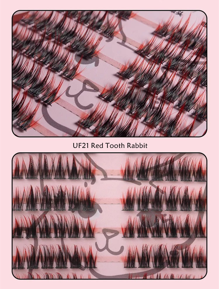 Gaoashes X freya86 Red & Black Gradient False Eyelashes UF21 Red Tooth ...