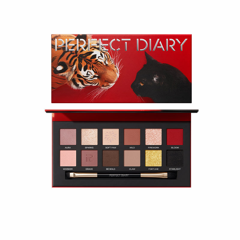 Perfect Diary X Discovery 12 Colors Tiger & Cat Eyeshadow Palette T431 ...